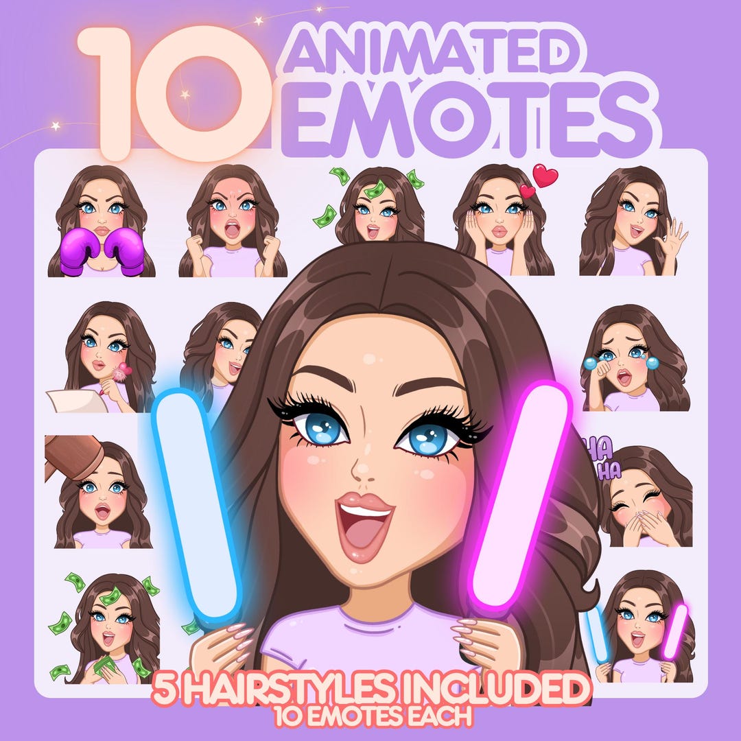 Girl Emotes for Streamers | Animated Twitch & Discord Emotes | 10 ...
