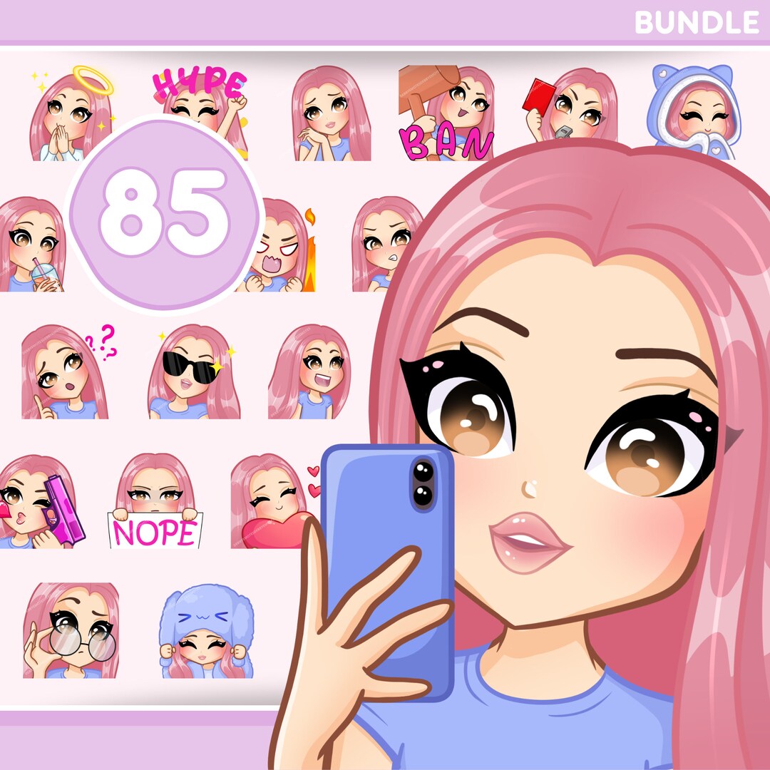 Anime Girl Emotes, Bundle 85pcs for Twitch, Kick, Tiktok and Any Stream ...