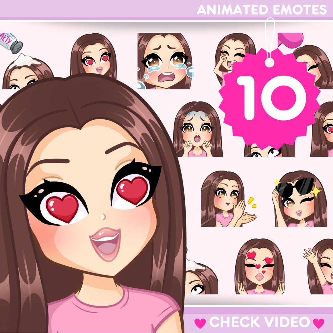 Animated Girl Emotes, 10 Pcs for Twitch, Discord, Kick and Any Stream ...