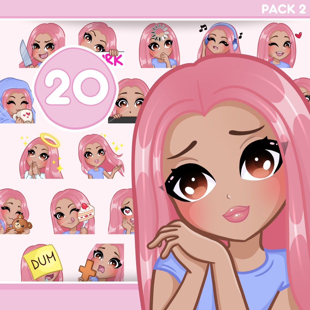 Chibi Girl Twitch Emotes, Pack 20pcs P2u for Discord, Youtube and Any ...