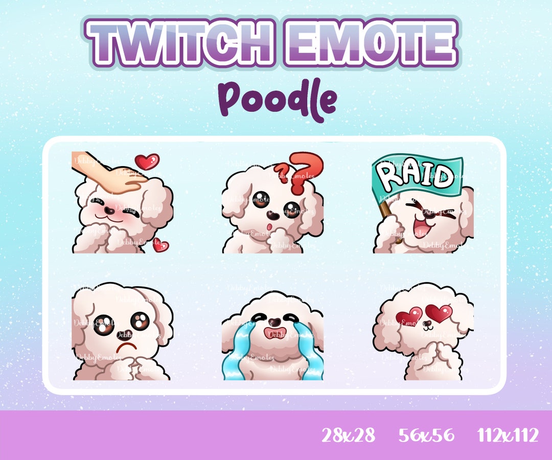 Dog Emotes for Twitch 6 Pack Emotes Poodle Dog - Etsy