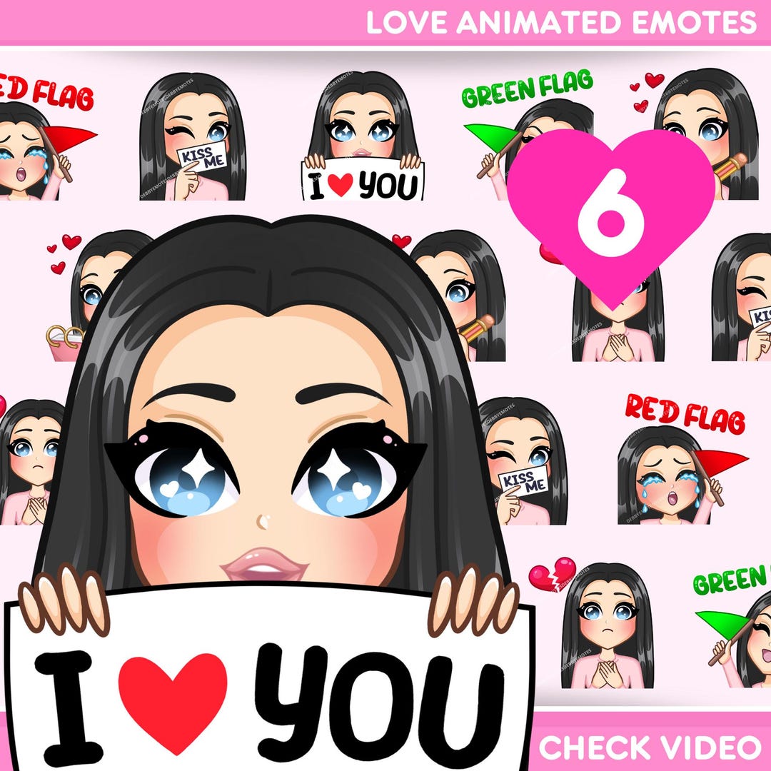 Valentine's Day Animated Emotes, 6 Pcs Love Emotes for Twitch and Any ...