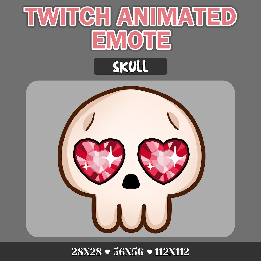 Skull Emote, Animated Skull Emote With Heart Eyes for Twitch - Etsy