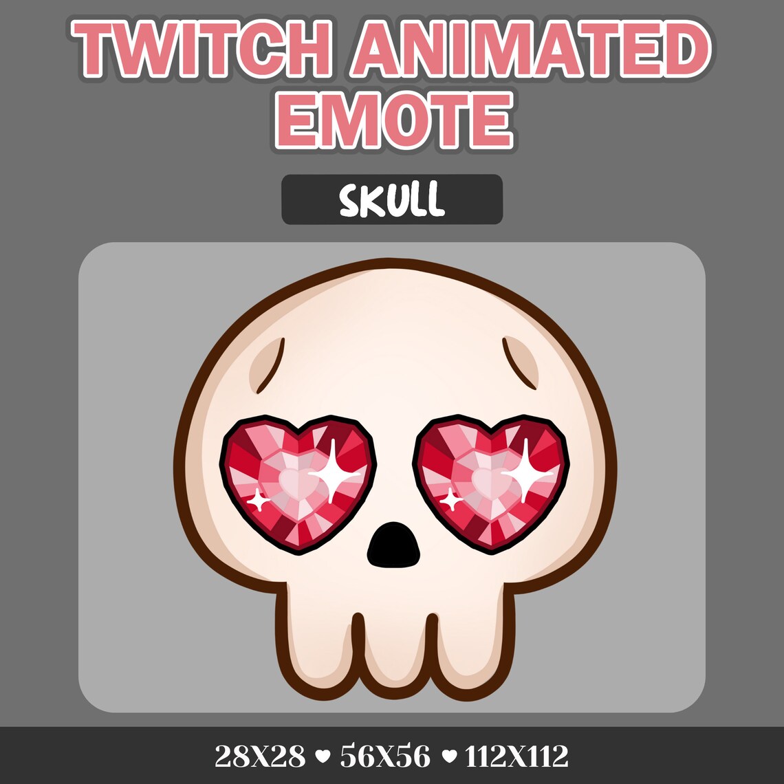 Skull Emote Animated Skull Emote With Heart Eyes for Twitch - Etsy