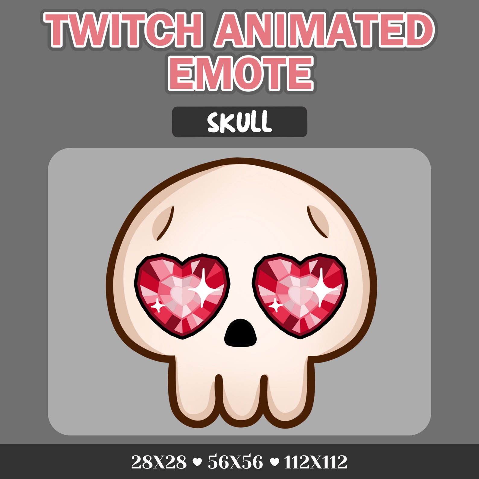 Skull Emote Animated Skull Emote With Heart Eyes for Twitch - Etsy