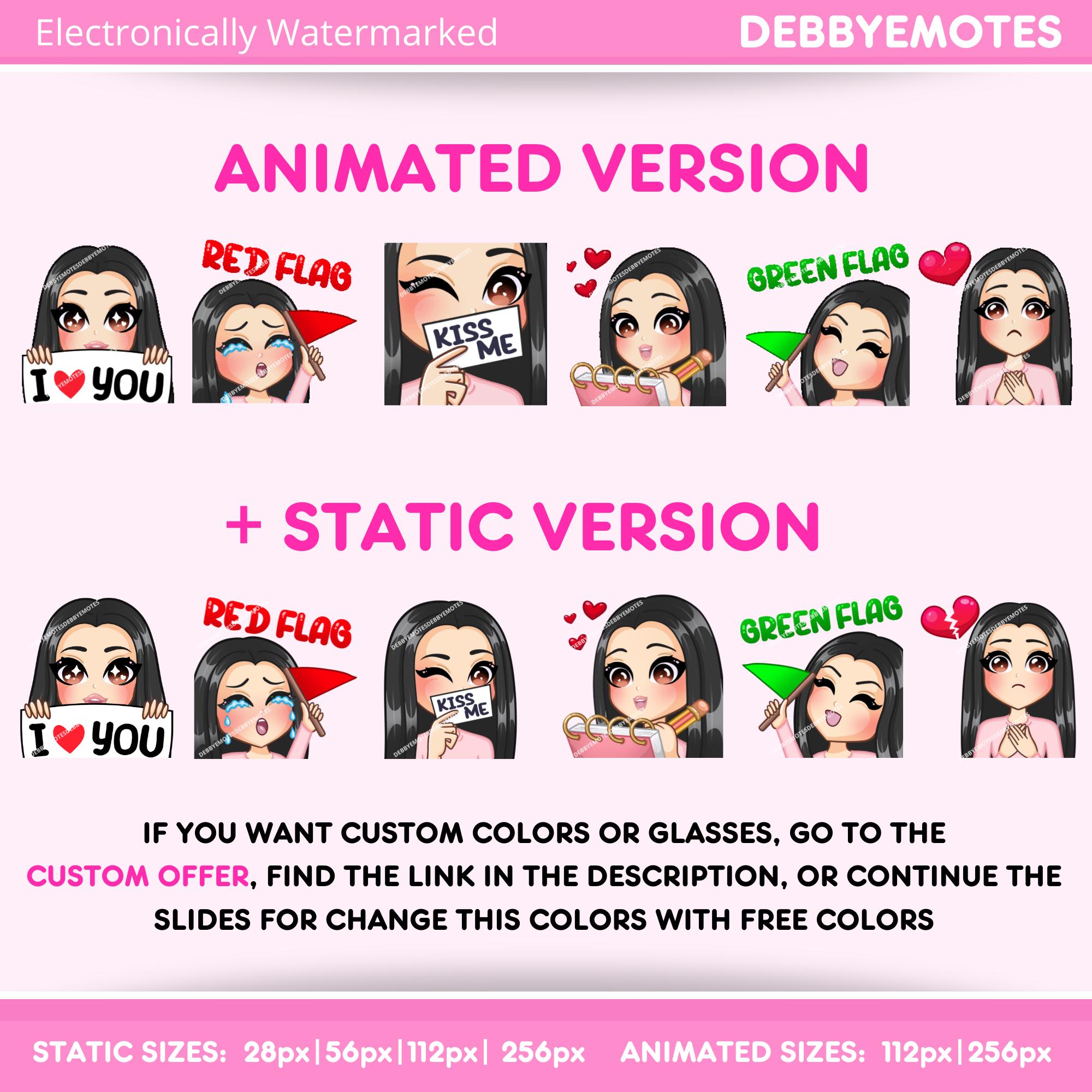 Animated Girl Emotes, 6 Pcs Love Emotes for Twitch, Discord and Any ...