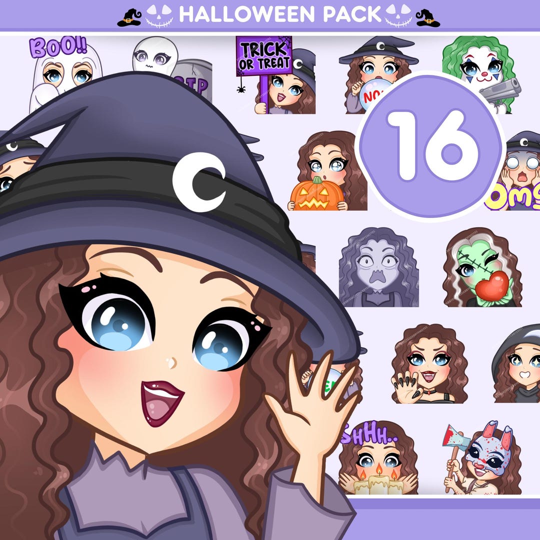 Halloween Emotes, Witch Emotes 16 Pcs, Bundle for Twitch, Discord and ...