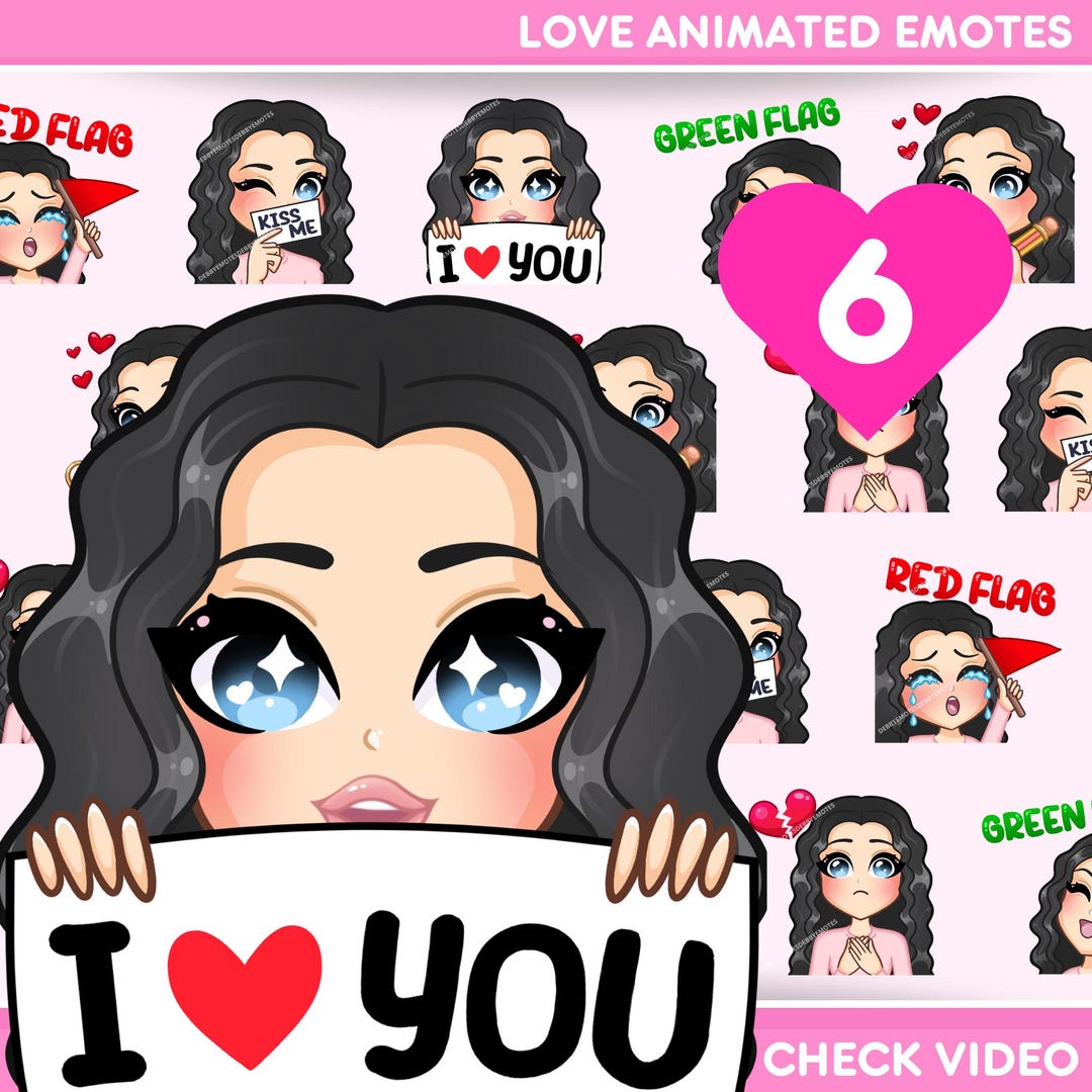 Valentine's Day Animated Emotes, 6 Pcs Love Emotes for Twitch and Any ...