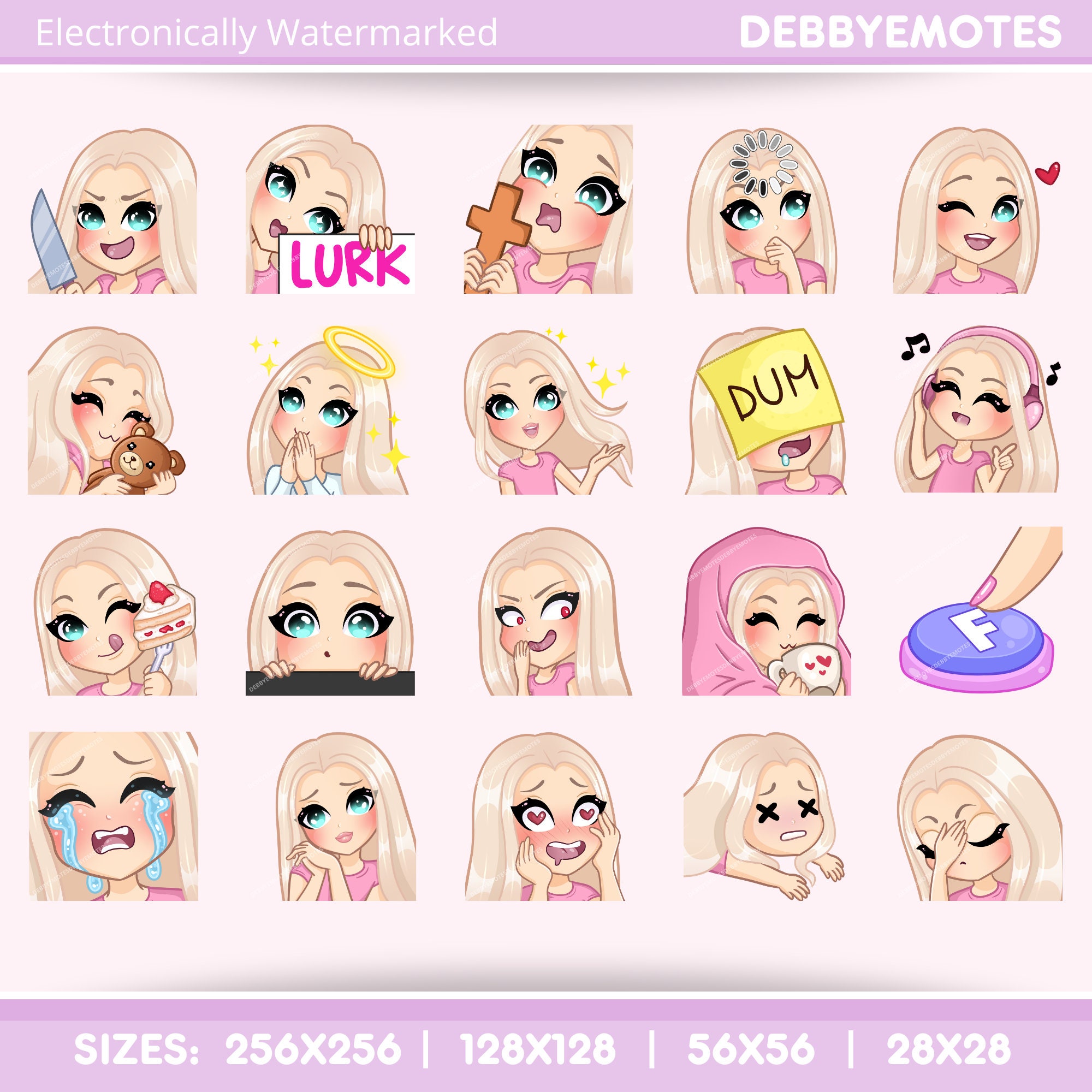 Cute Twitch Emotes, Kick Girl 20 Pcs for Discord, Youtube and Any ...