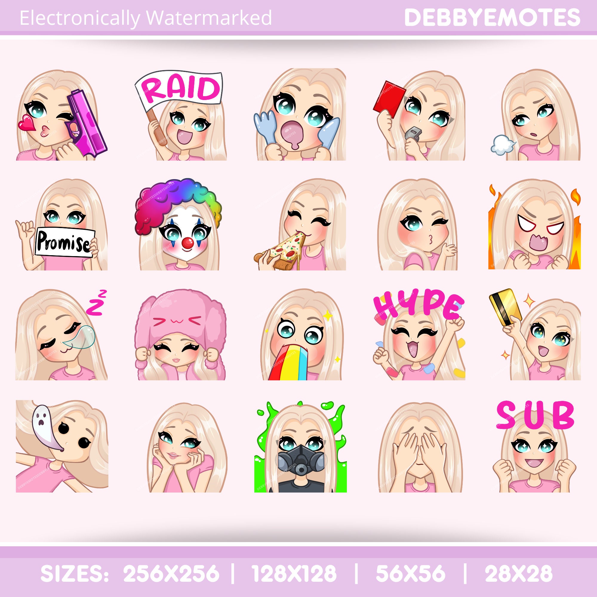 Twitch Emotes, Kick Girl 20 Pcs for Discord, Youtube and Any Stream and ...