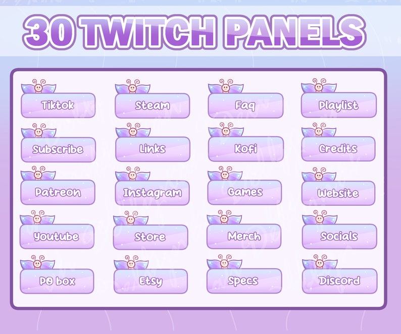 Twitch Panels Butterfly for Twitch Stream Schedule - 30 Violet Panels ...