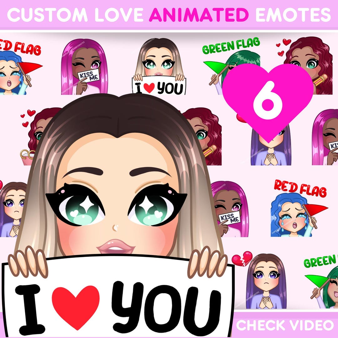 Custom Animated Emotes for Twitch, Discord, Customizable Love Girl ...