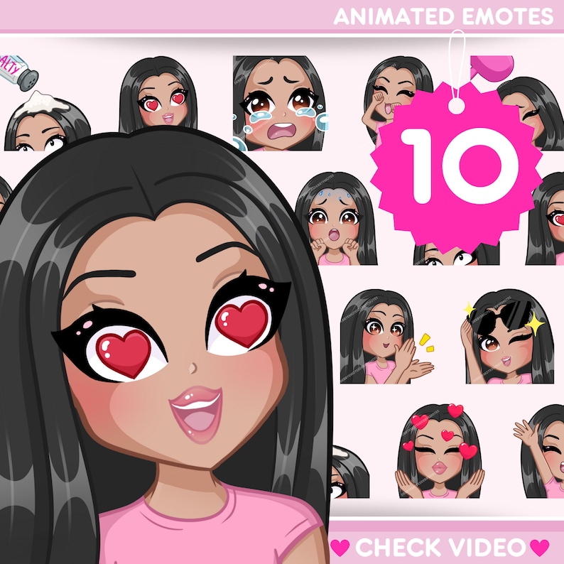 Animated Emotes for Girls on Twitch, 10 Pack for Any Stream and Chat ...