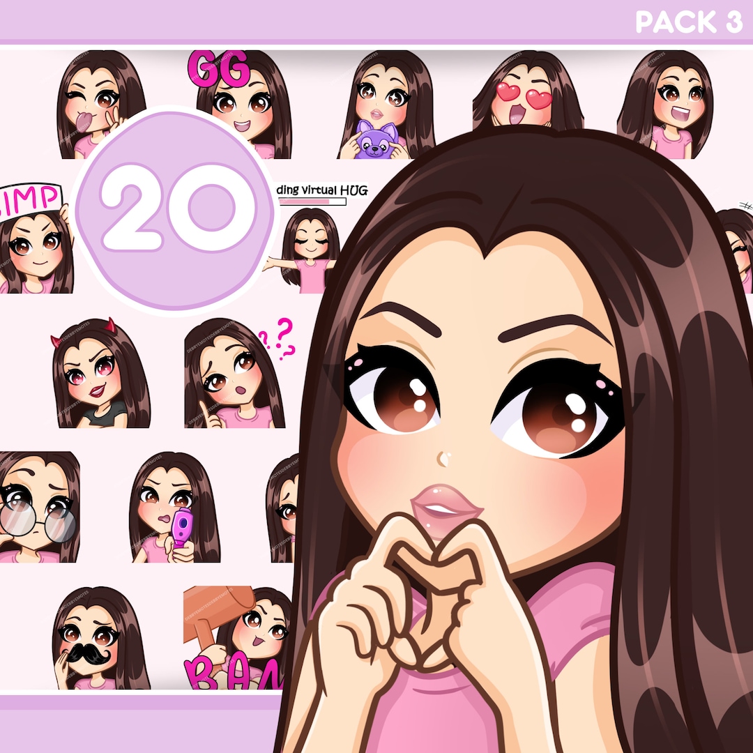Girl Emotes, Bundle Pack 20 Pcs for Discord, Twitch, Youtube and Any ...