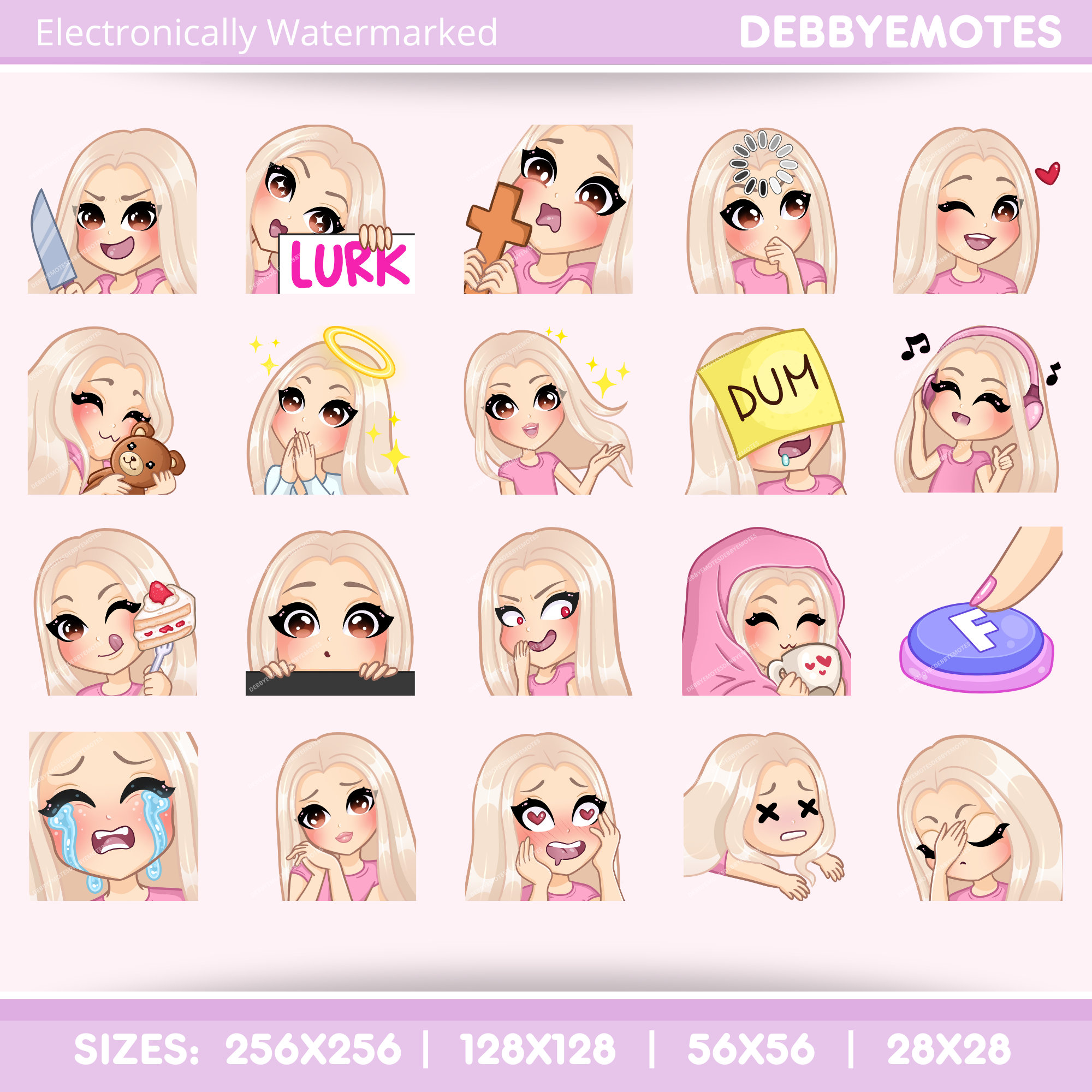 Girl Twitch Emotes, Bundle 20 Pcs for Discord, Youtube and Any Stream ...