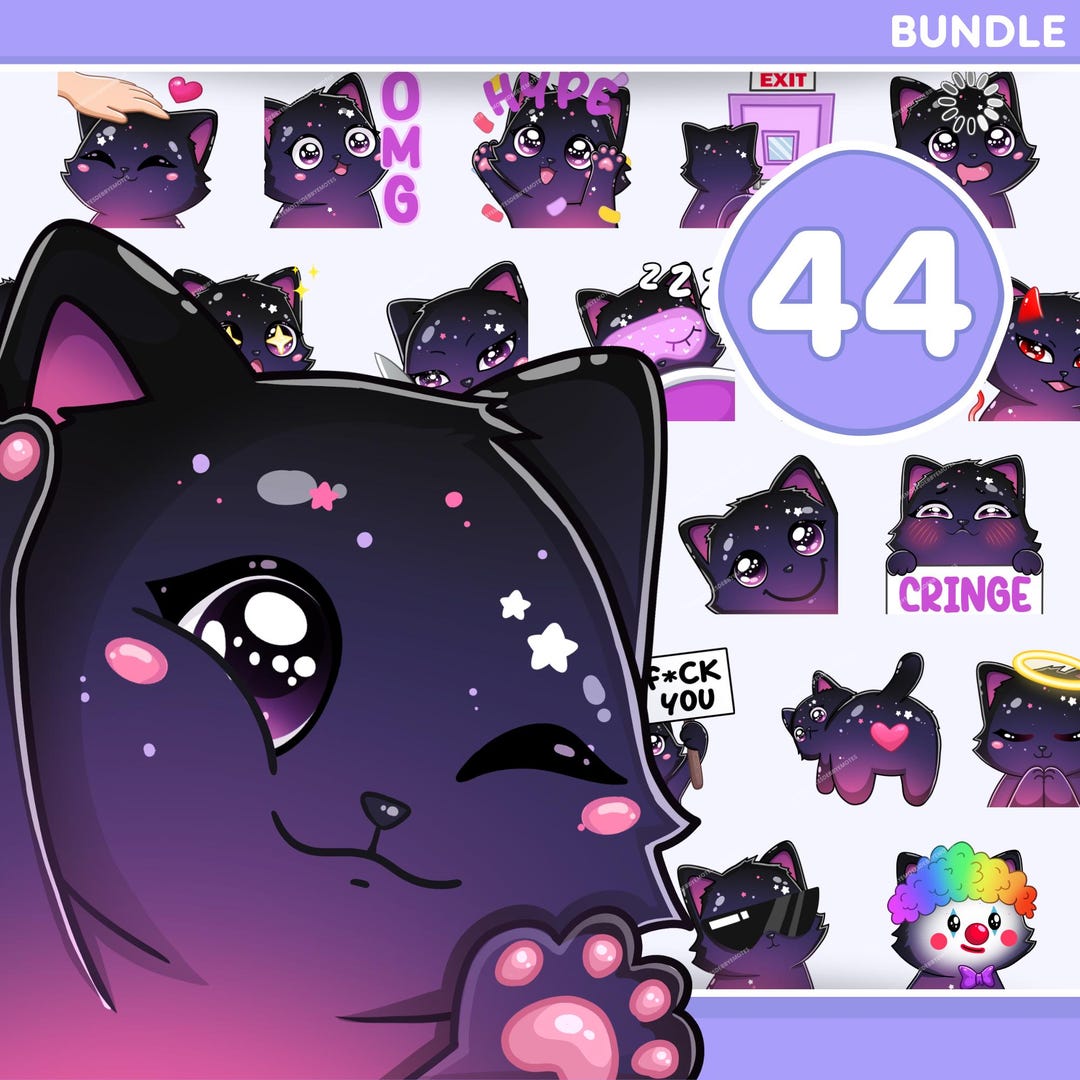 Cat Emote, 44 Pcs Starry Cat Emoticons for Twitch, Discord, Tiktok and ...
