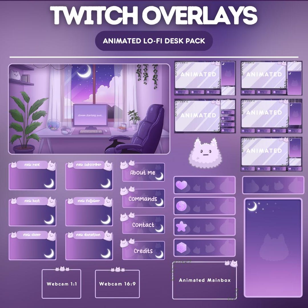 Stream Overlays Pack Lofi Desk, Animated Switch Scenes for Stream ...