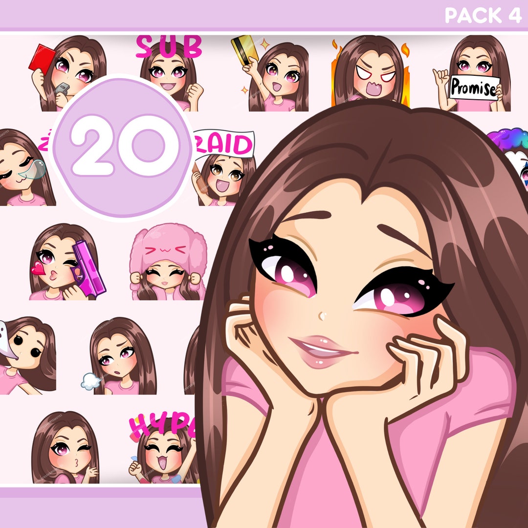 Anime Girl Emotes, Girl Emotes 20 Pcs for Discord, Twitch, Youtube and ...