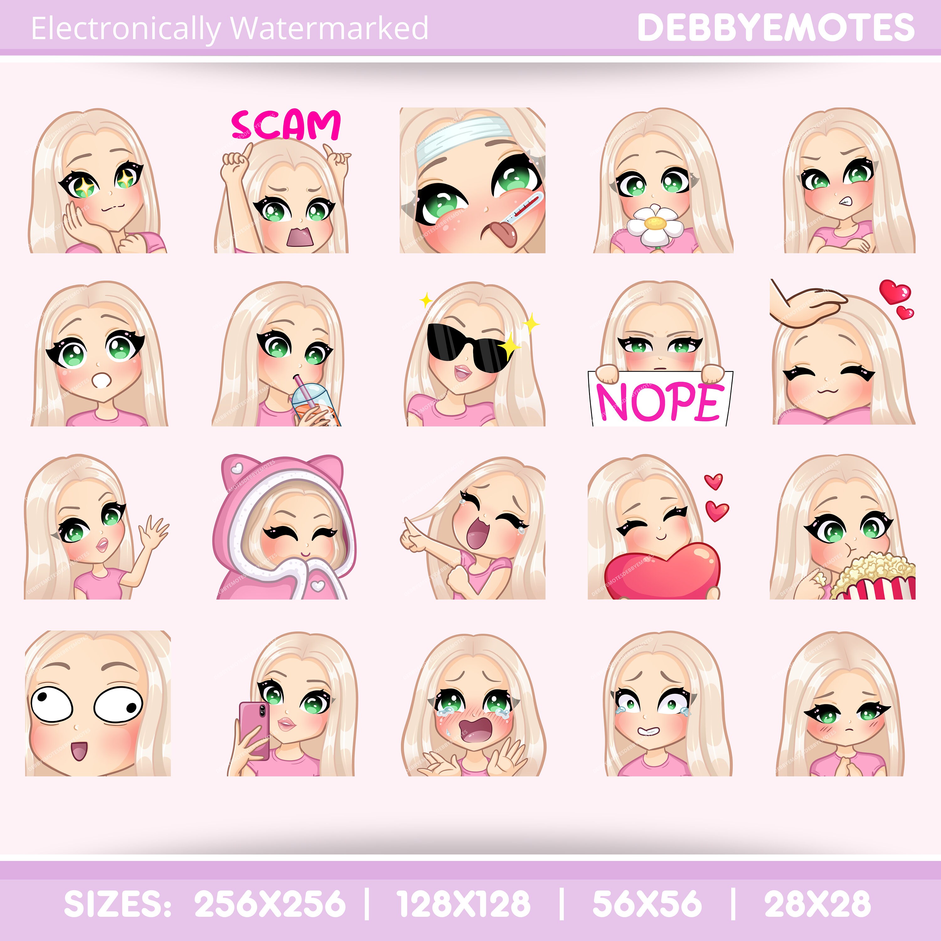 Girl Emotes for Twitch, Bundle 20pcs for Discord, Youtube and Any ...