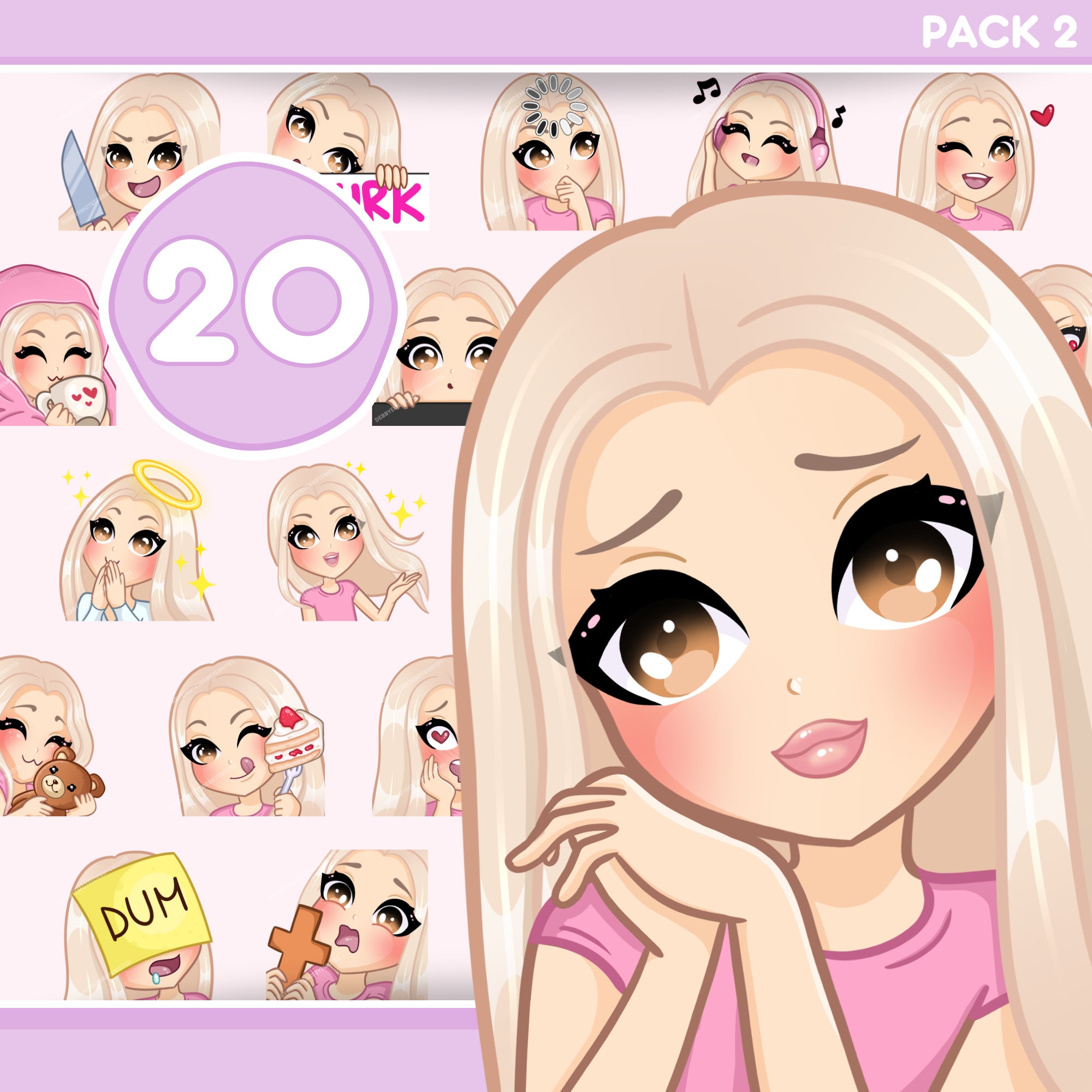 Twitch Girl Emotes, Bundle 20 Pcs for Discord, Youtube and Any Stream ...