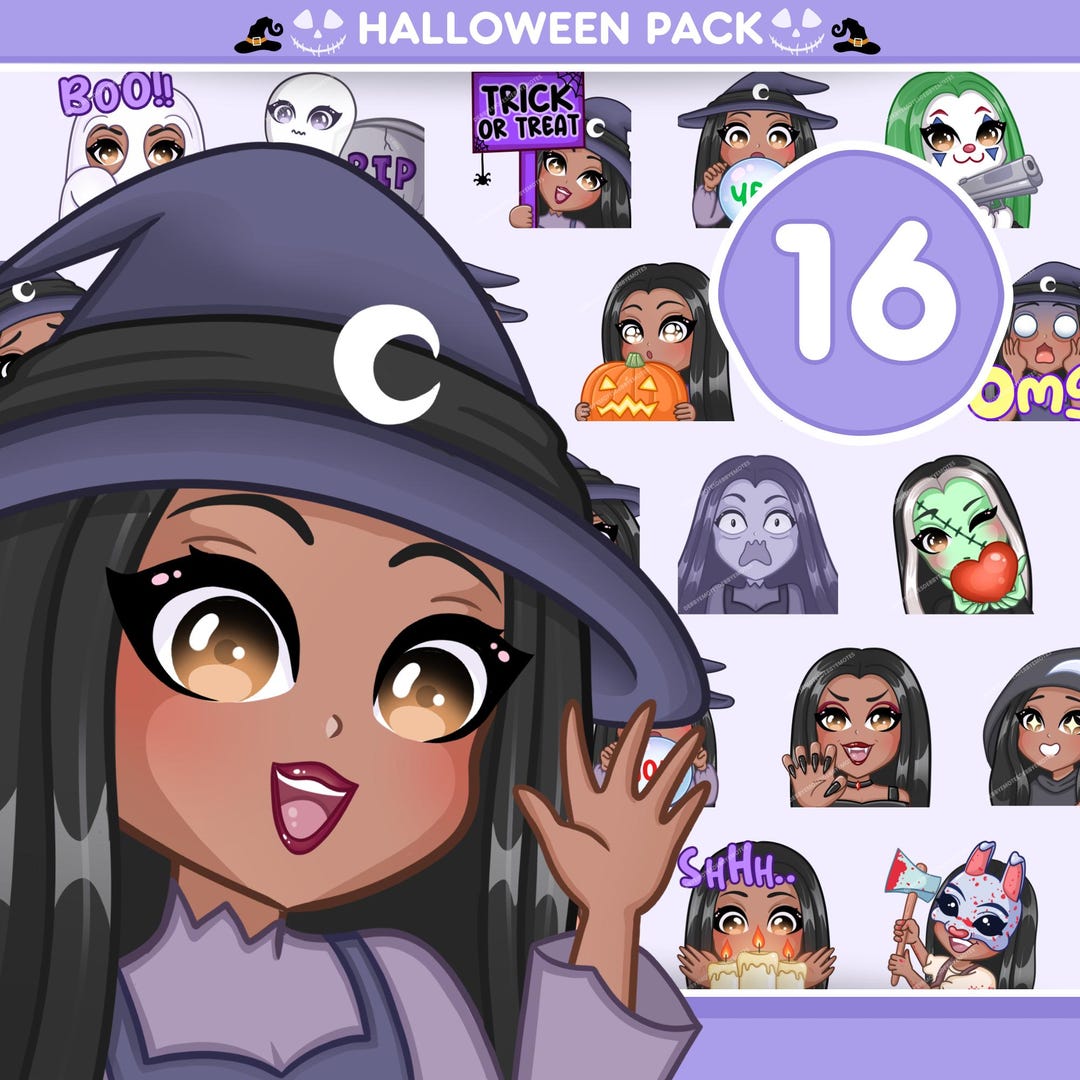Halloween Emotes, Witch Spooky Bundle for Twitch, Discord and Any ...