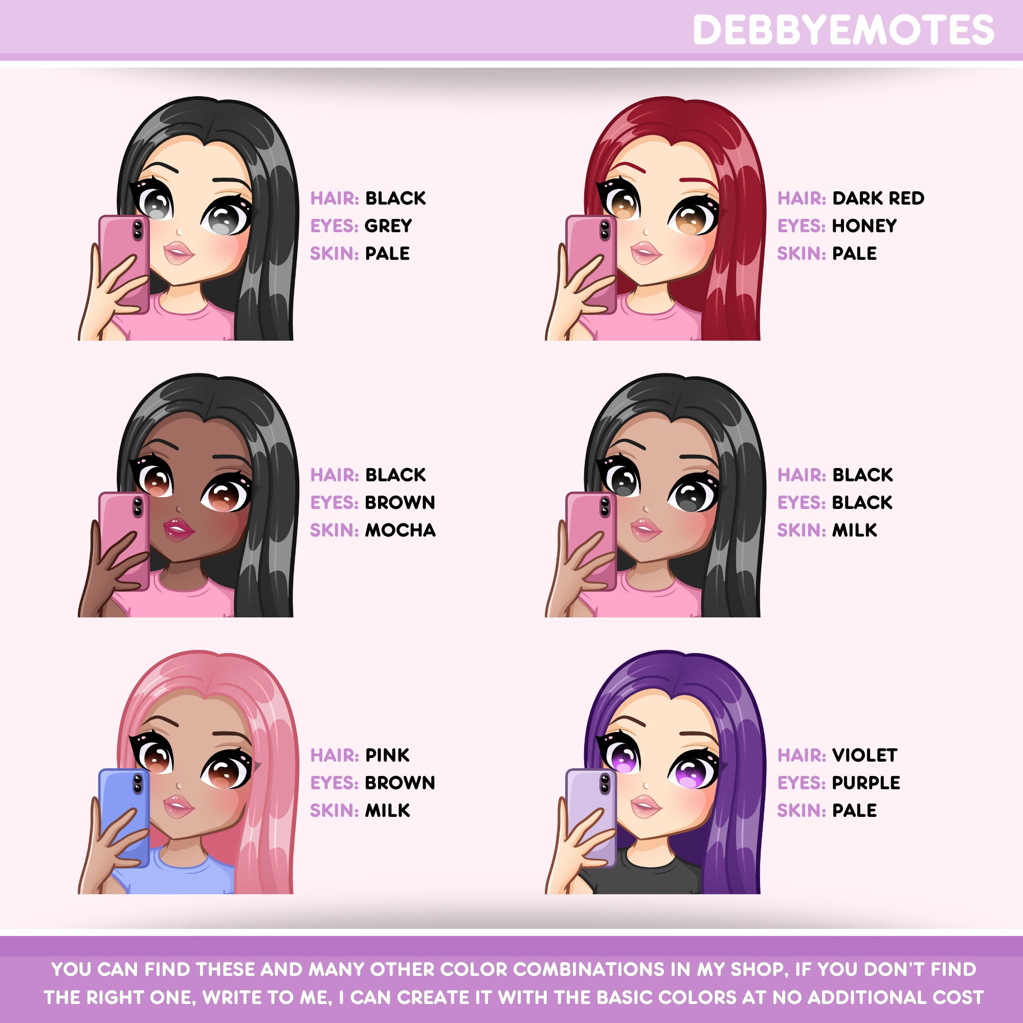 Chibi Girl Twitch Emotes, Bundle 20 Pcs for Discord, Youtube and Any ...