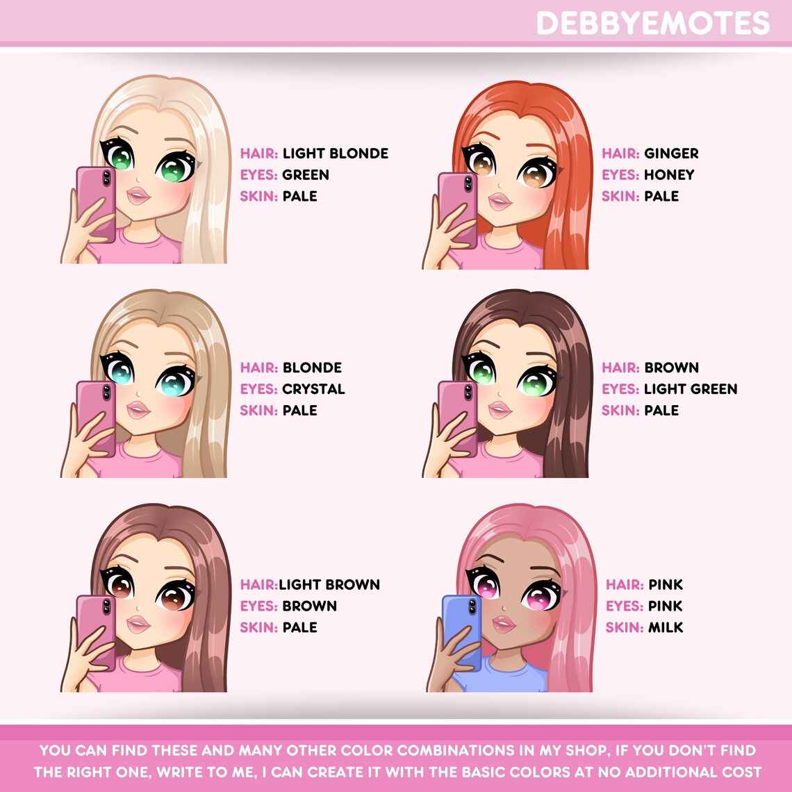 Anime Girl Emotes, Bundle 85pcs for Twitch, Kick, Tiktok and Any Stream ...