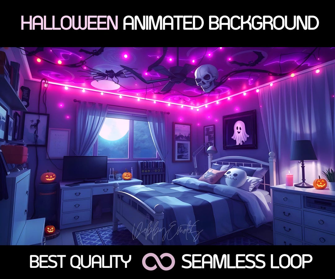 Halloween Vtuber Background, Pumpkin Vtuber Background, Cozy Vtuber ...