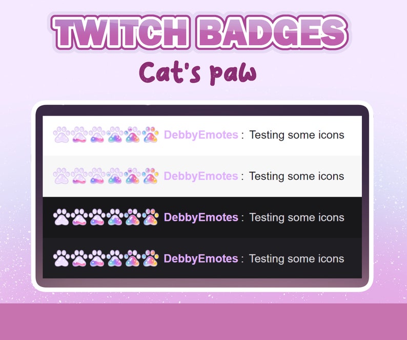 Twitch Sub Badges Cute Cat's Paw - 6 Bit/sub Badges for Twitch - Etsy