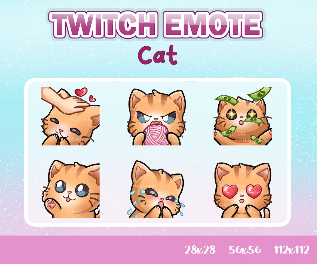 Twitch Cat Emotes 6 Pack Emotes Cute for Twitch Discord and Youtube - Etsy
