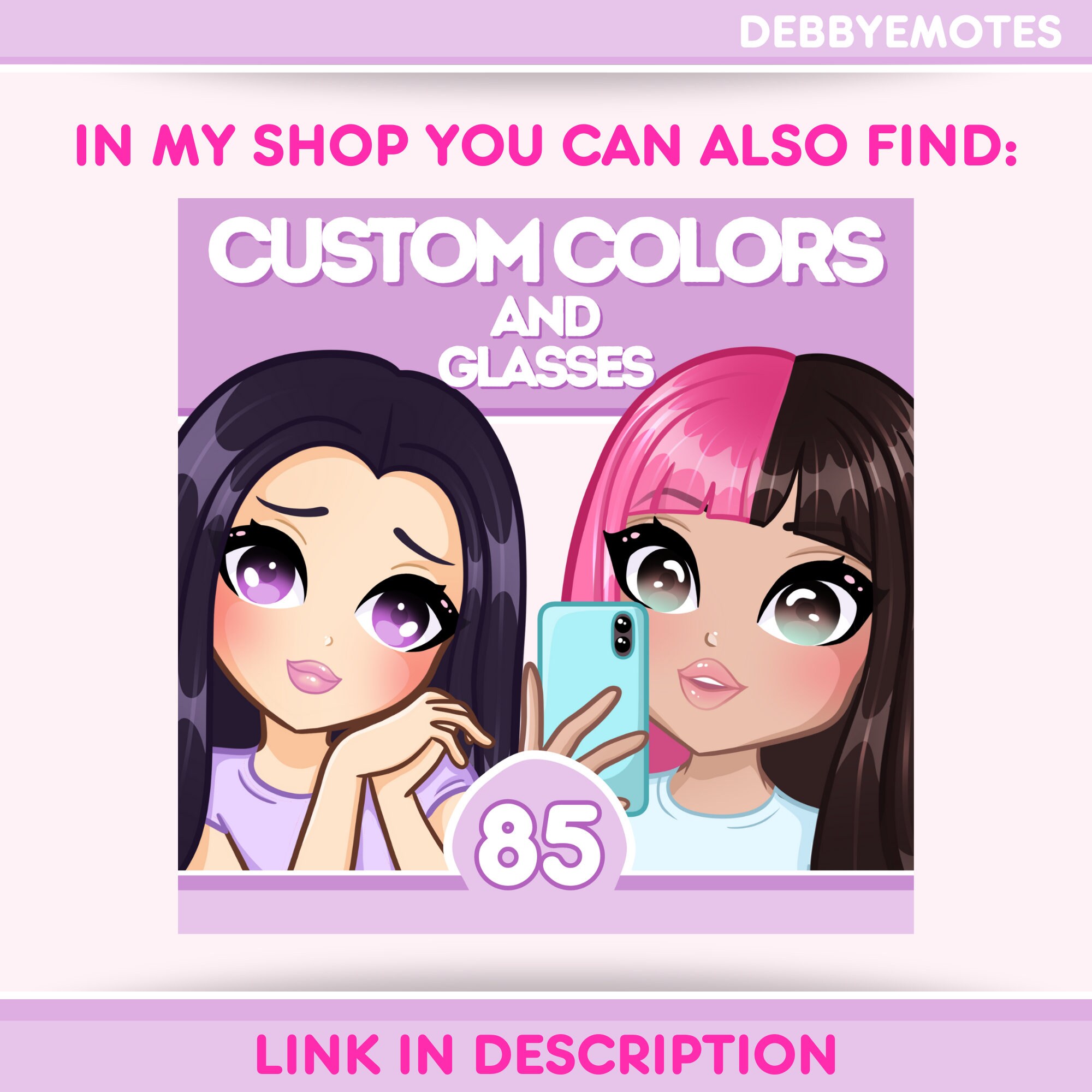 CUSTOM ANIMATED EMOTES, Custom Colors and Glasses, Girl Animated Emotes ...