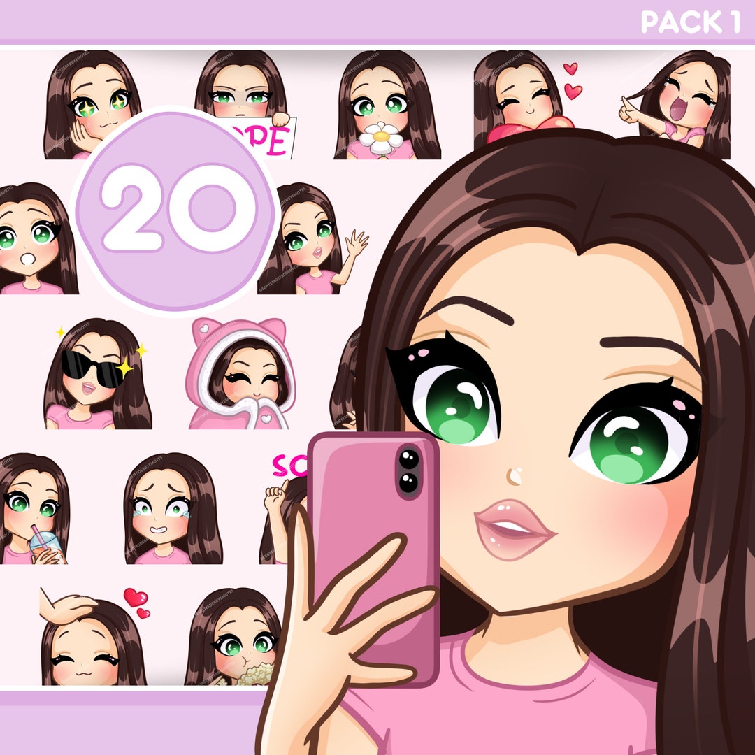 Cute Girl Twitch Emotes, 20 Pcs Emotes for Discord, Youtube and Any ...