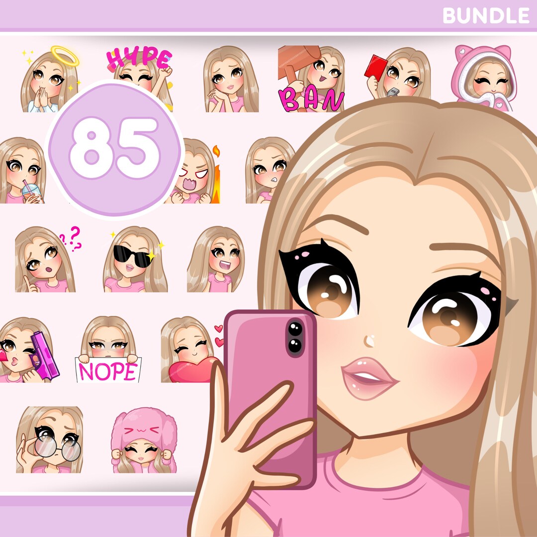Blonde Emotes, Girl Bundle 85pcs for Discord, Kick, Tiktok and Any ...