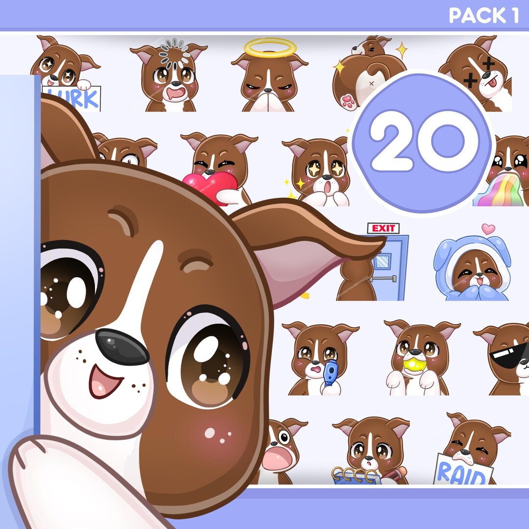 Dog Emotes, Pitbull Emotes 20pcs for Twitch, Discord, and Any Stream ...