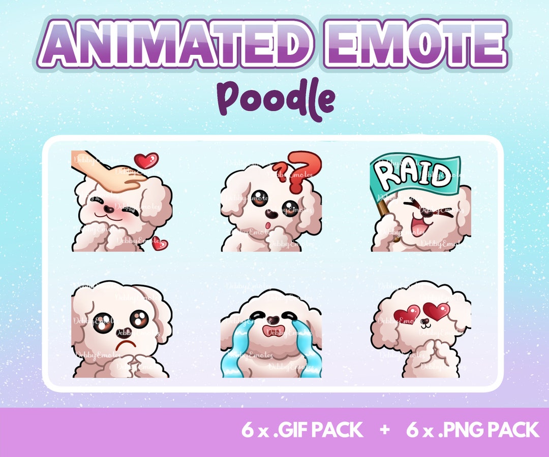 Animated Dog Emotes Poodle Emotes - 6 Twitch Animated Emotes - Etsy
