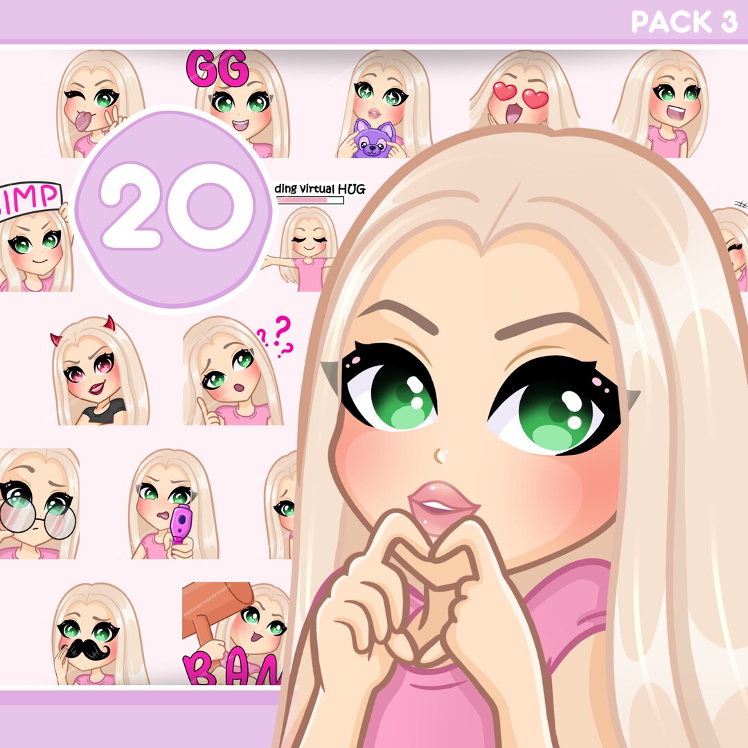 Girl Emotes for Twitch, Bundle 20pcs for Discord, Youtube and Any ...