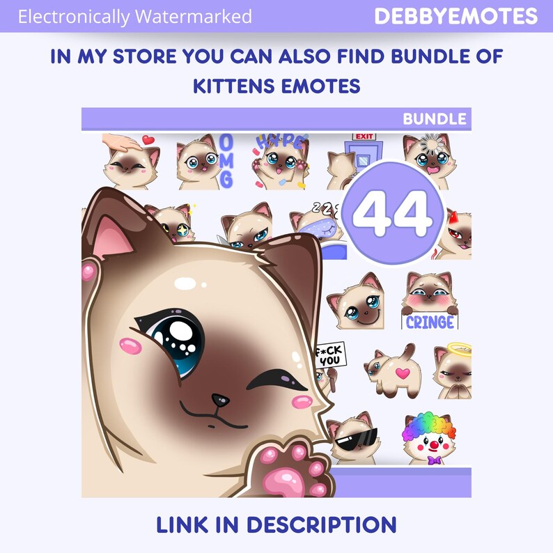 Animated Emotes, 12 Siamese Cat Emoticons for Twitch, Discord, Tiktok ...