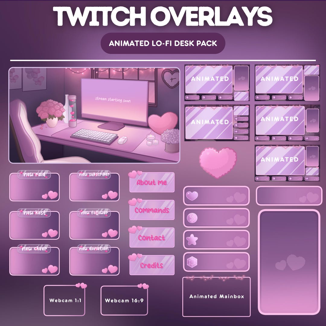 Twitch Overlays Lofi Desk Pack, Animated Switch Scenes for Stream ...