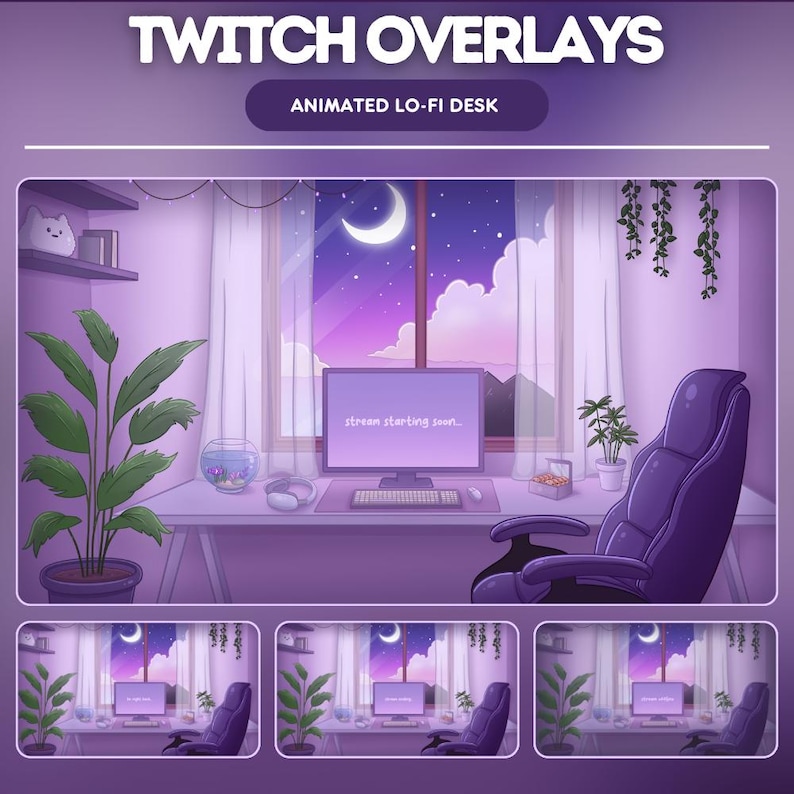 Twitch Overlays Lofi Desk, Animated Switch Scenes for Streaming ...