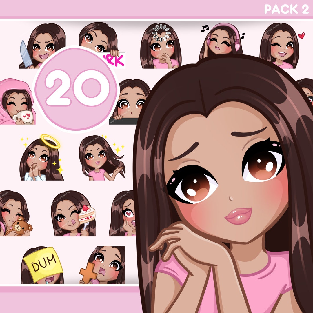 Girl Twitch Emotes 20 Pcs, Pack for Discord, Youtube and Any Stream and ...