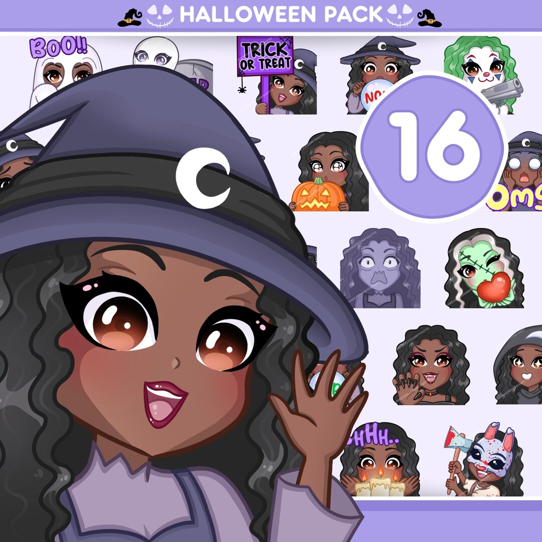 Halloween Girl Emotes, Black Girl Spooky Bundle for Twitch and Any ...