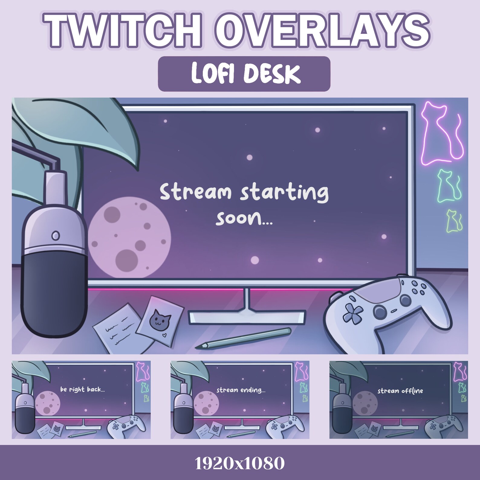 Lofi Desk Overlay, Twitch Animated Overlay - Starting Soon Screen, Be ...