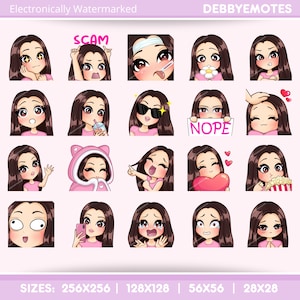 Girl Twitch Emotes, Pack 20 Pcs for Discord, Youtube and Any Stream and ...
