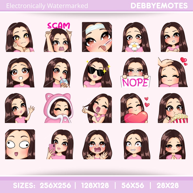 Twitch Emotes, Girl Bundle Pack 85 Pcs for Discord, Youtube and Any ...