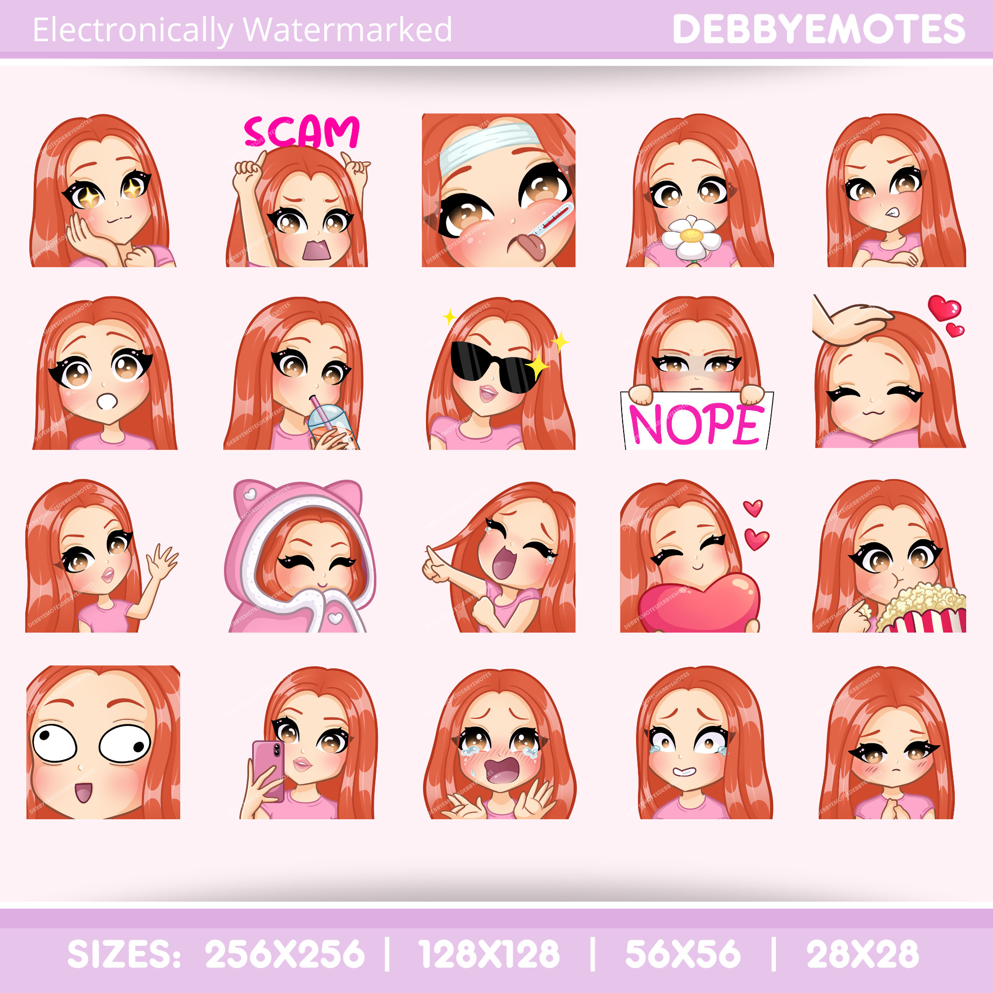 Chibi Girl Twitch Emotes, Bundle Pack 20 Pcs for Discord, Youtube and ...