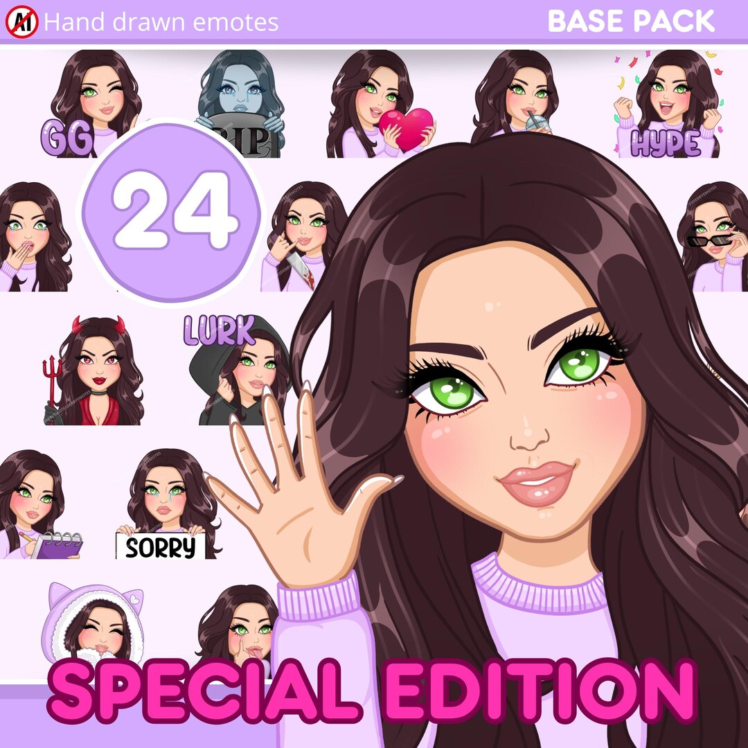 Cute Twitch Emotes, Girl Pack 24pcs for Discord, Youtube and Any Stream ...