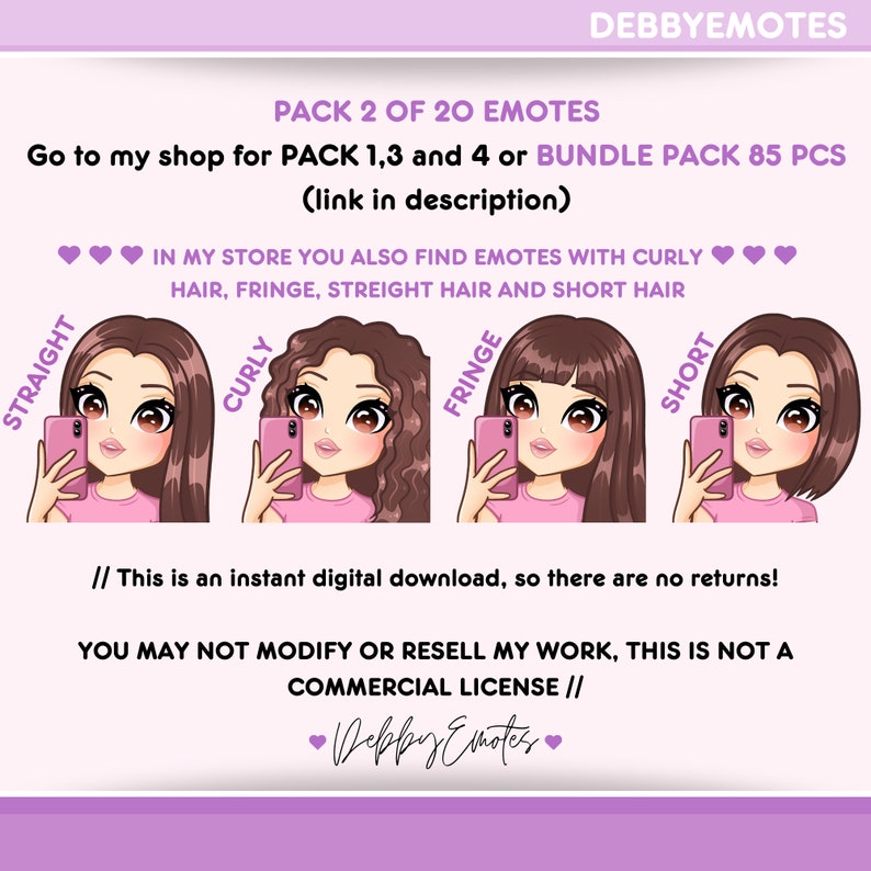 Chibi Girl Twitch Emotes, Bundle 20 Pcs for Discord, Youtube and Any ...