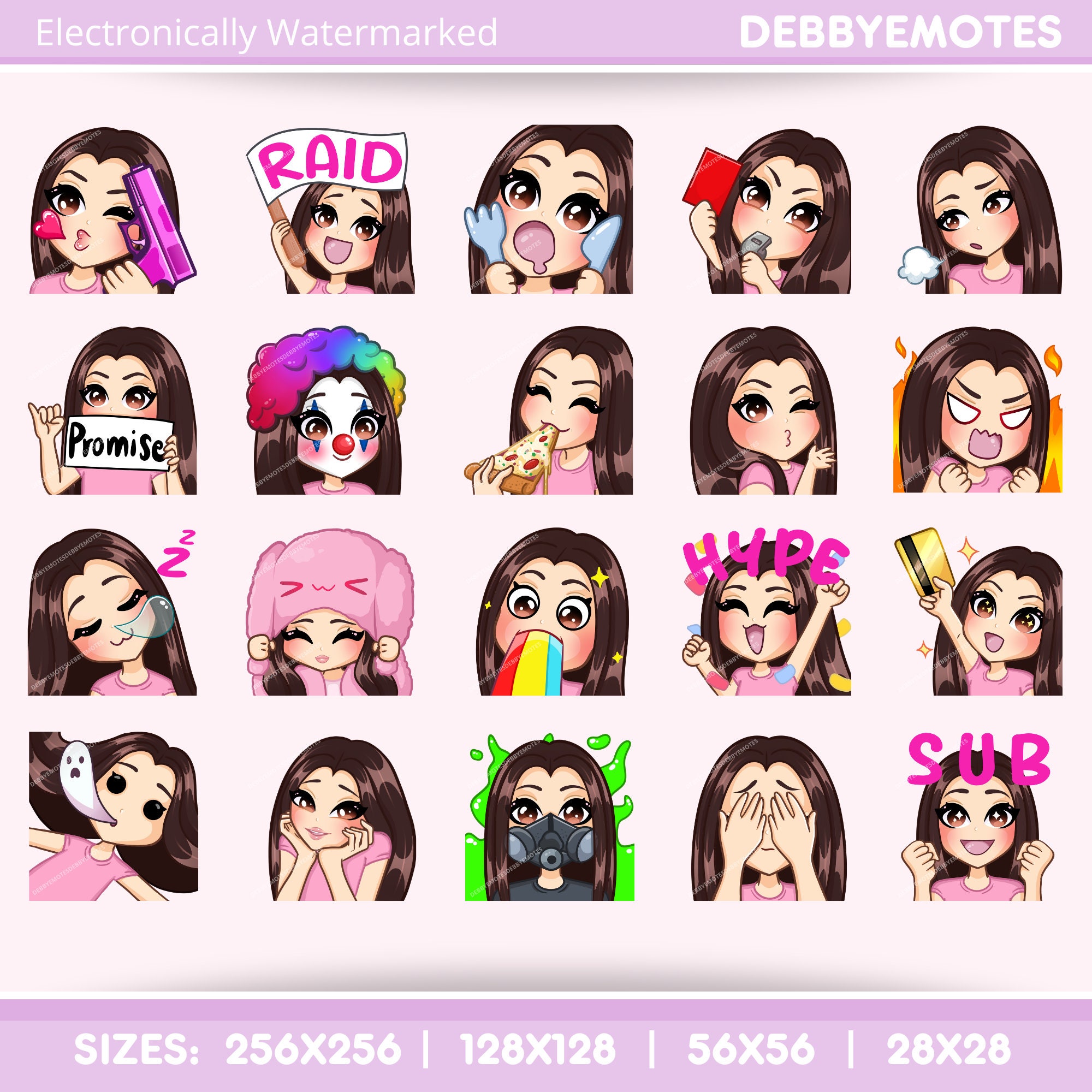 Twitch Emotes, Girl Bundle Pack 85 Pcs for Discord, Youtube and Any ...
