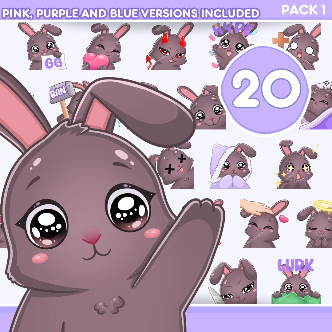 Bunny Emotes, 20pcs Brown Rabbit Emotes for Twitch, Discord, Tiktok and ...