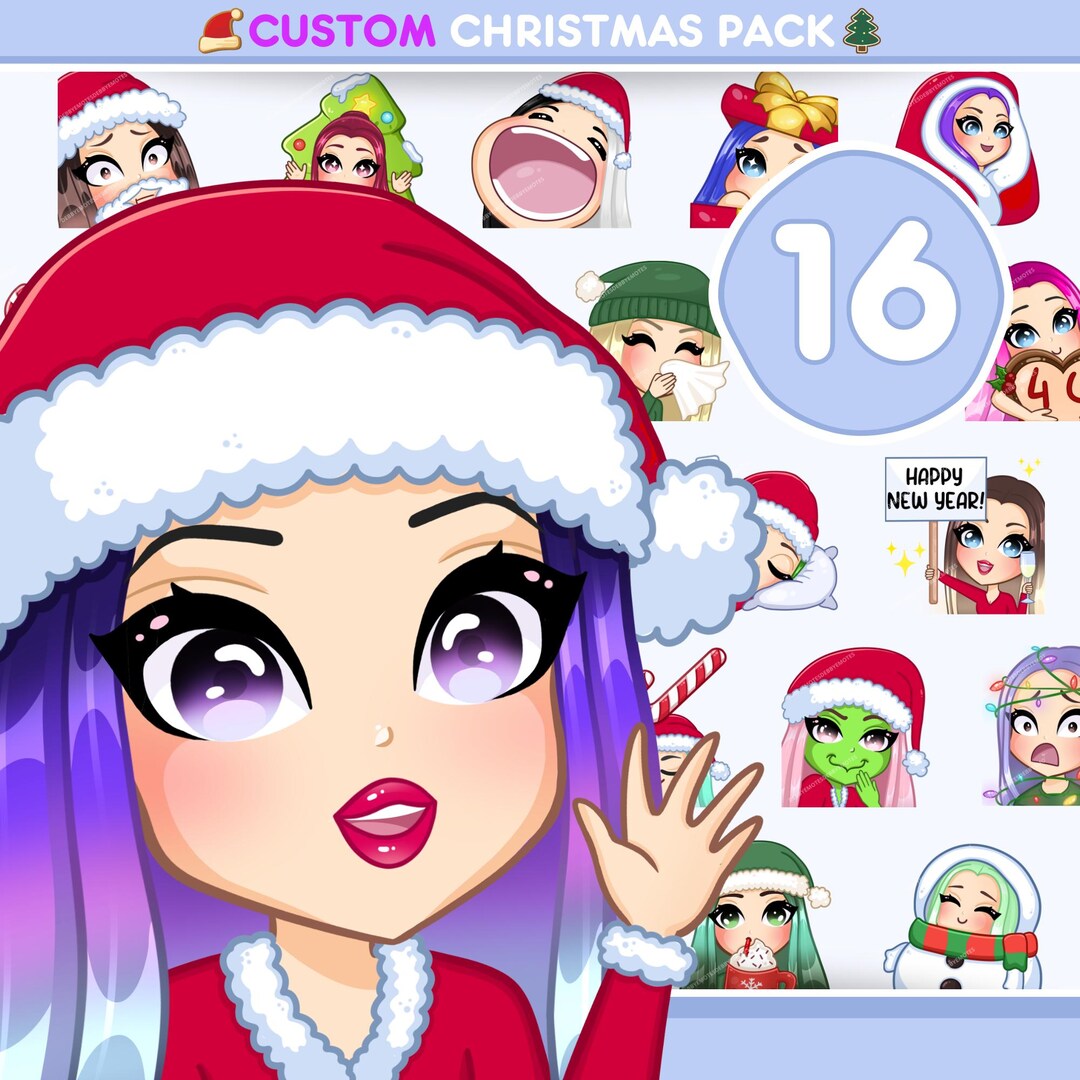 CUSTOM CHRISTMAS EMOTES, Custom Colors and Glasses, Girl Custom Emotes ...